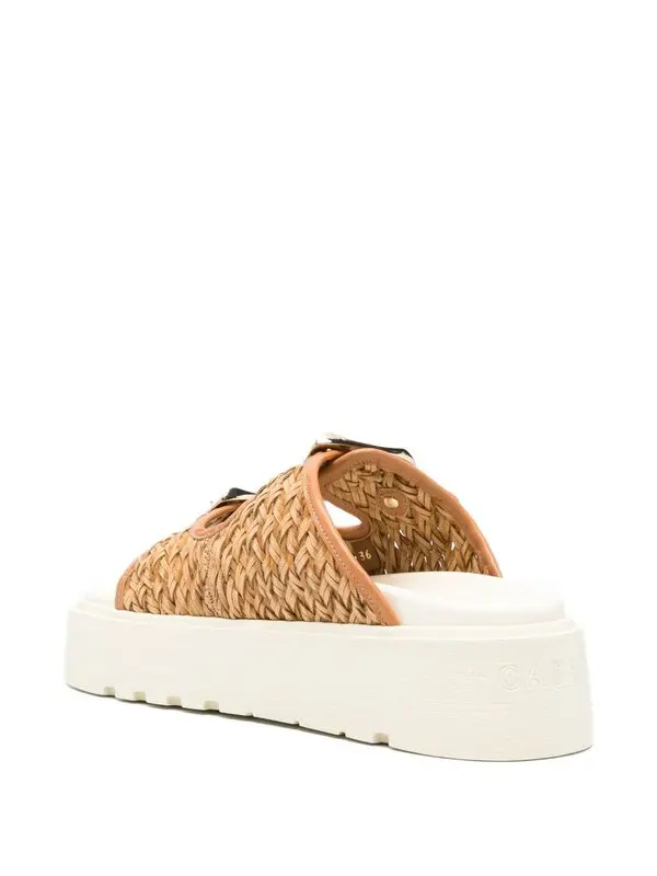 Casadei Birky Suncity Sandals With Woven Design And Platform Sole - Brown