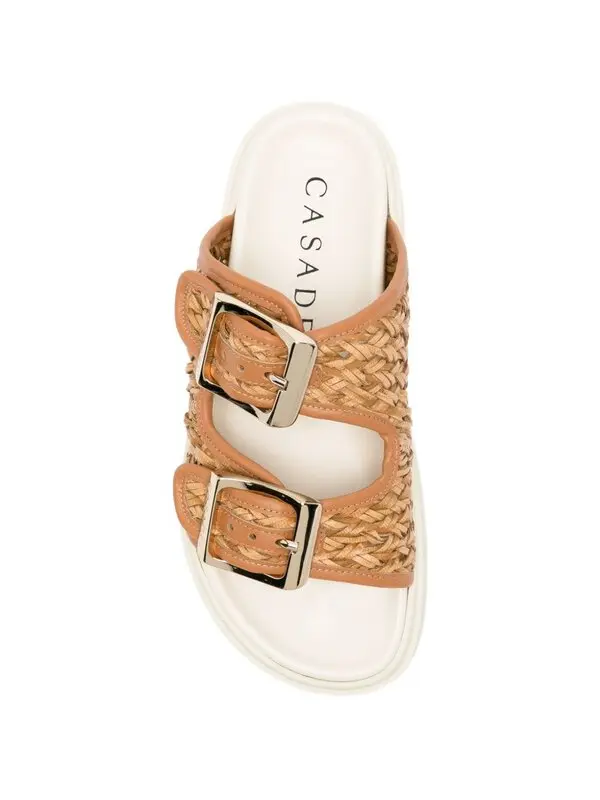 Casadei Birky Suncity Sandals With Woven Design And Platform Sole - Brown