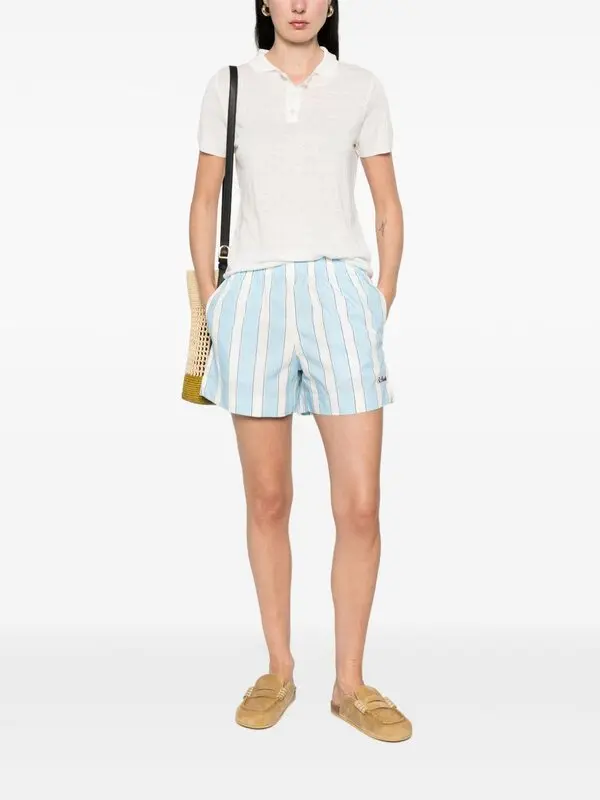 BASE Linen And Cotton Blend Polo Shirt - White