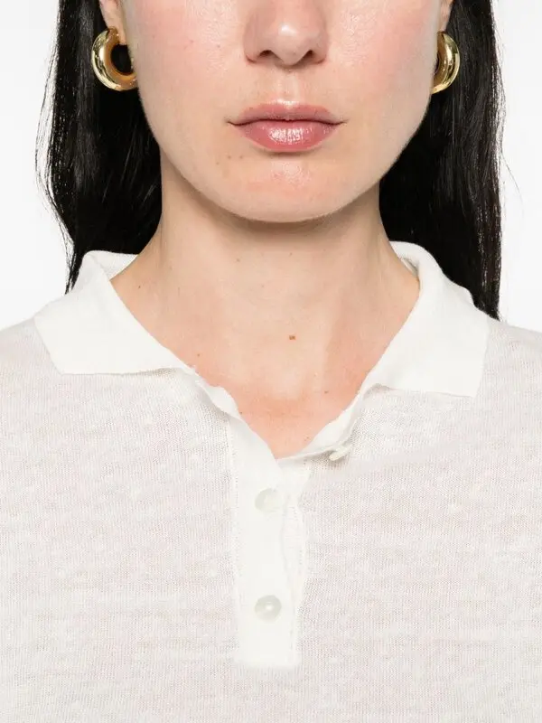 BASE Linen And Cotton Blend Polo Shirt - White