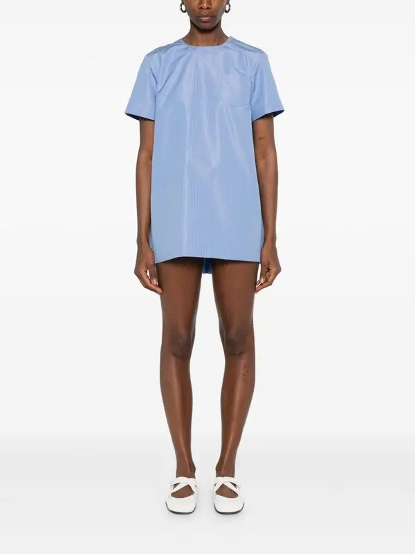 Sacai Cotton Mini Dress With Pleated Back - Sky Blue
