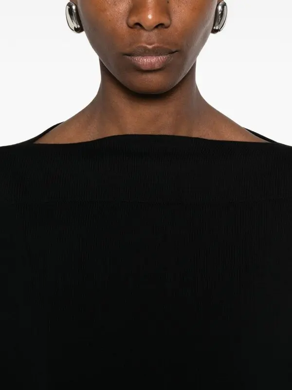 DANIELA GREGIS Cotton Boat-neck Sweater - Black