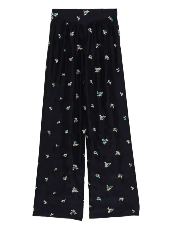FORTE_FORTE Embroidered Silk Trousers - Blue