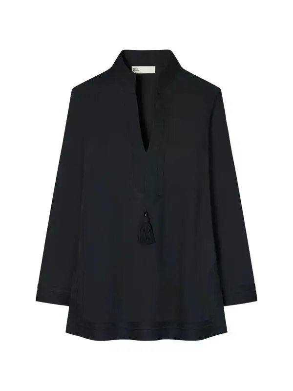 Tory Burch Tassel Detail Cotton Tunic - Black