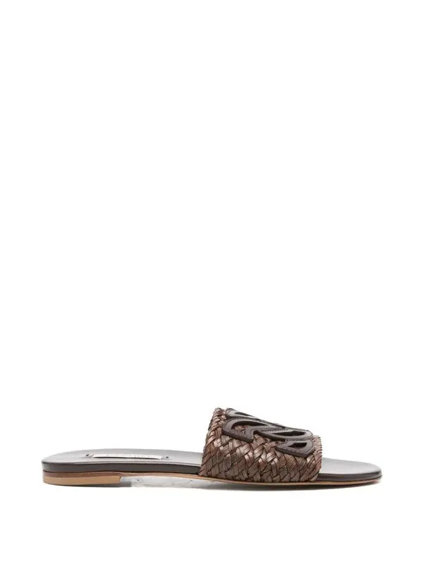Casadei Leather Flat Sandals - Brown