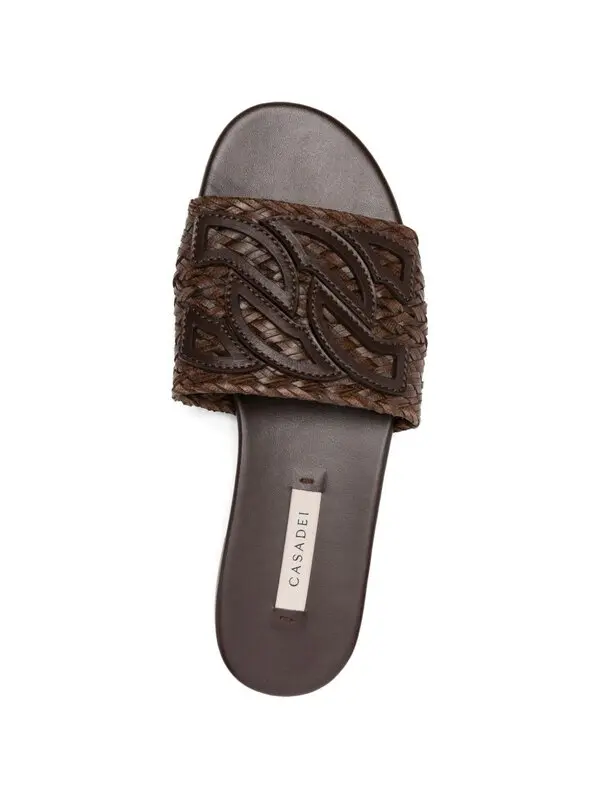 Casadei Leather Flat Sandals - Brown