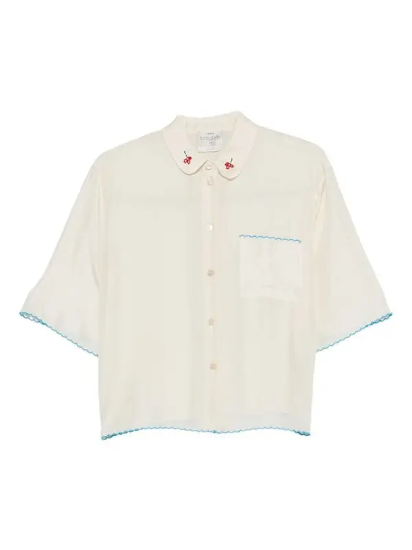 FORTE_FORTE Embroidered Silk Shirt - White