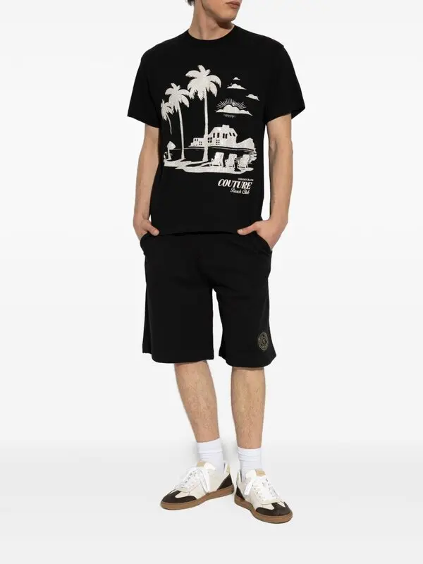 Versace Jersey Polo With Logo Detail - Black
