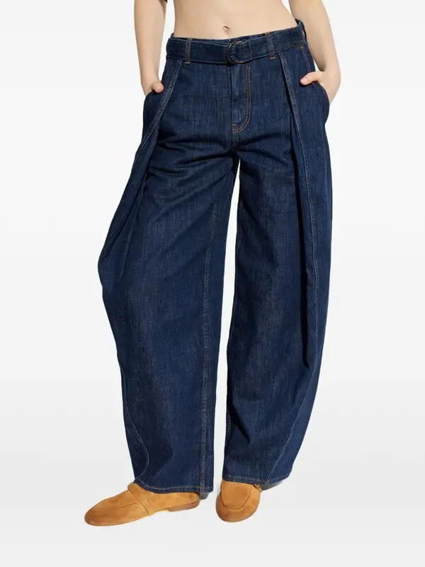 Loewe Belted Wide-leg Denim Jeans - Blue