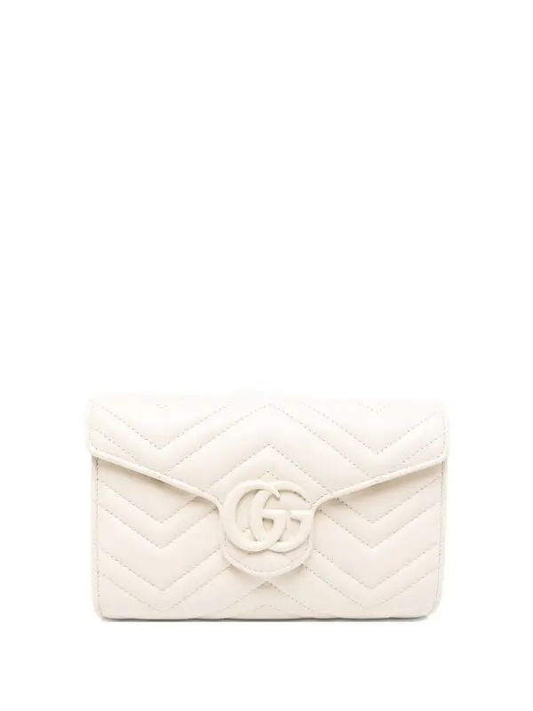 Gucci Gg Marmont Leather Wallet On Chain - White