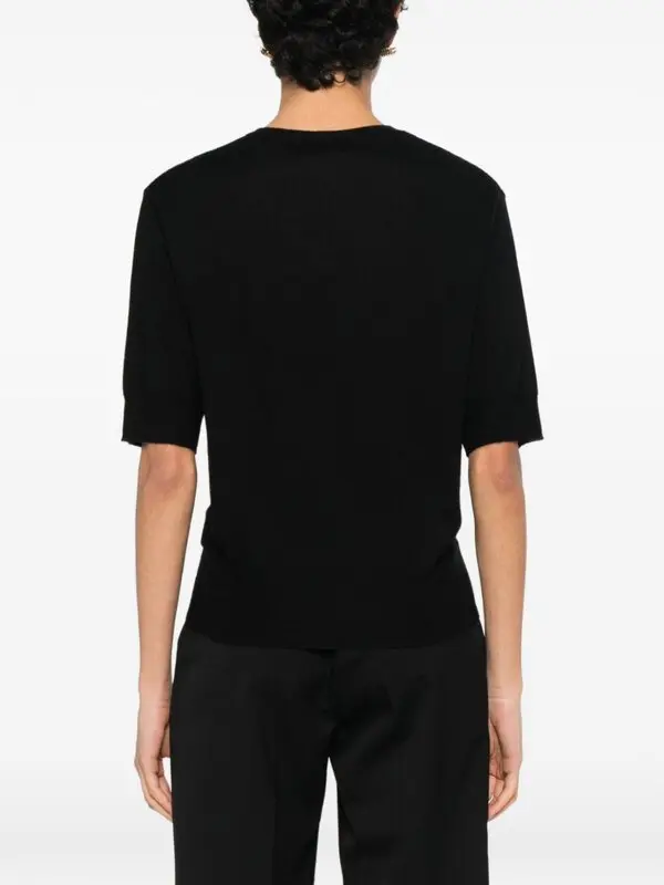 Soft Goat V-neck Cashmere Sweater With Short Sleeves