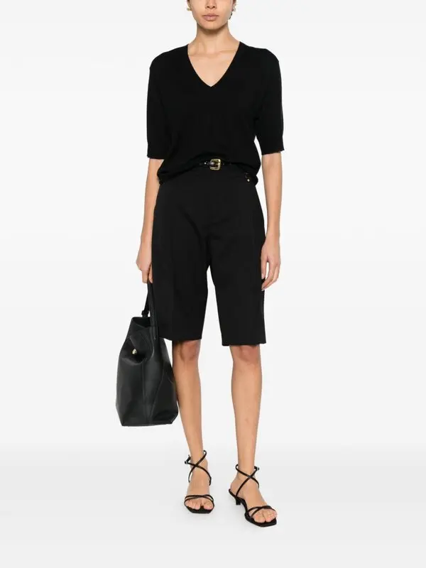Soft Goat V-neck Cashmere Sweater With Short Sleeves