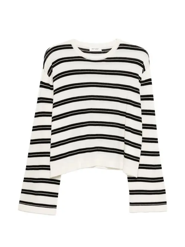 Soft Goat Cashmere And Silk Blend Striped Sweater - Black