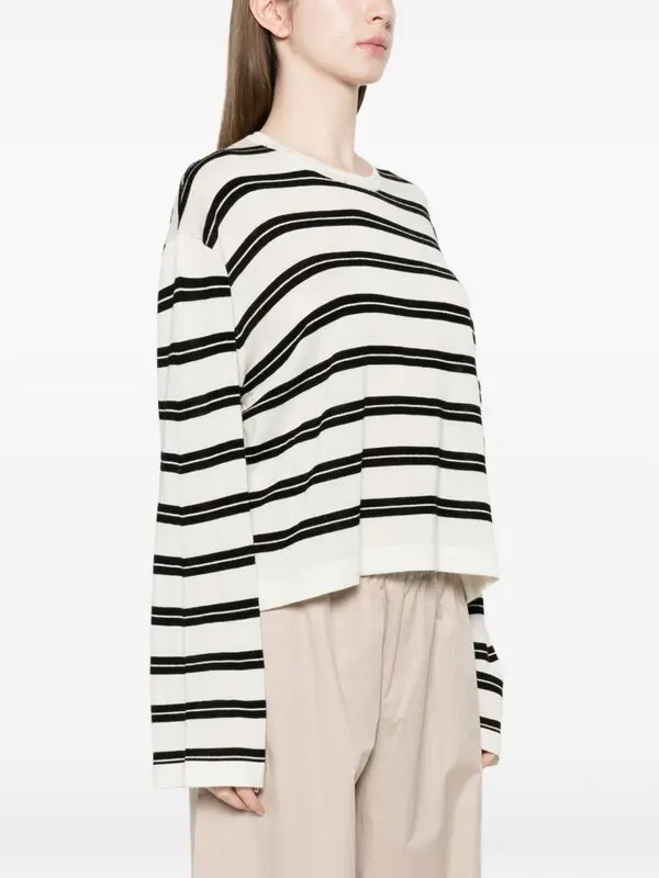 Soft Goat Cashmere And Silk Blend Striped Sweater - Black