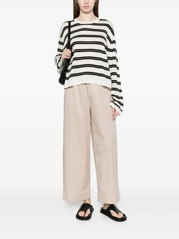 Soft Goat Cashmere And Silk Blend Striped Sweater - Black