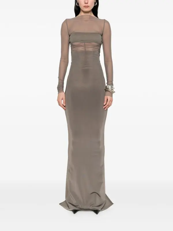Rick Owens Maxi Skirt With Slit Detail - Grey