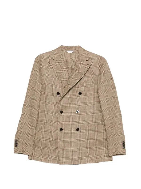 Boglioli Linen Double-breasted Jacket - Brown