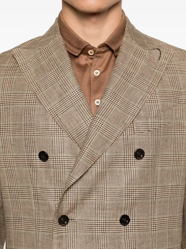 Boglioli Linen Double-breasted Jacket - Brown