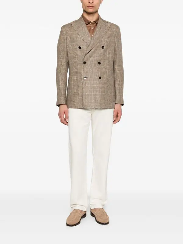 Boglioli Linen Double-breasted Jacket - Brown