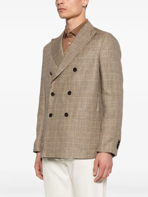 Boglioli Linen Double-breasted Jacket - Brown