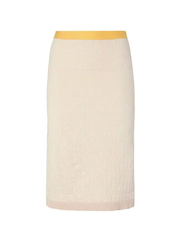 Fendi Cotton And Silk Blend Skirt - Beige