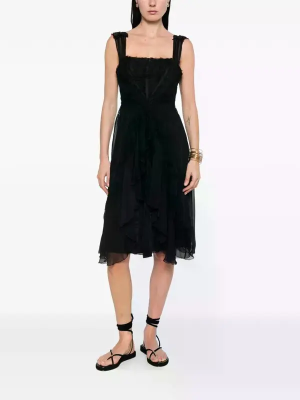 Alberta Ferretti Ruffled Lace Mini Dress