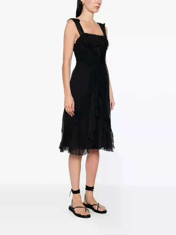 Alberta Ferretti Ruffled Lace Mini Dress