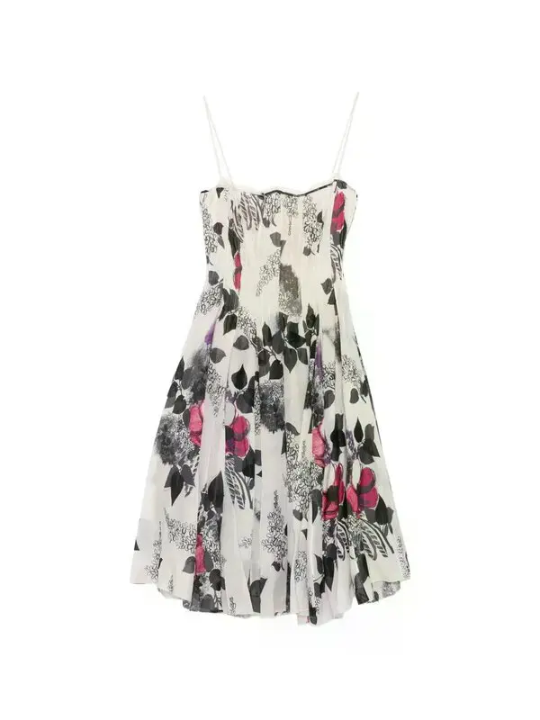 Roberto Cavalli Floral-print Bustier Midi Dress - White
