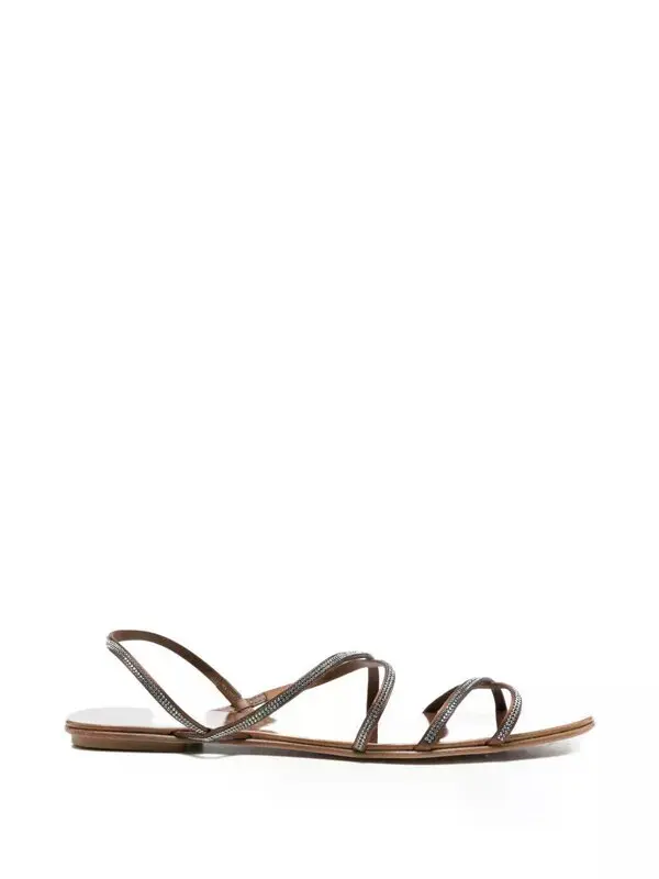 PEDRO GARCIA Esme Crystal-embellished Strap Sandals - Brown