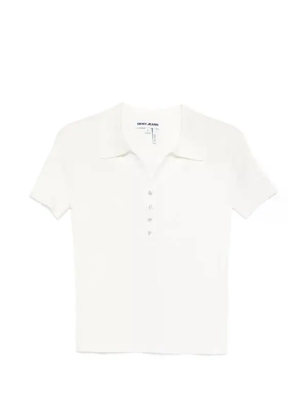 Dkny Ribbed Button T-shirt - White