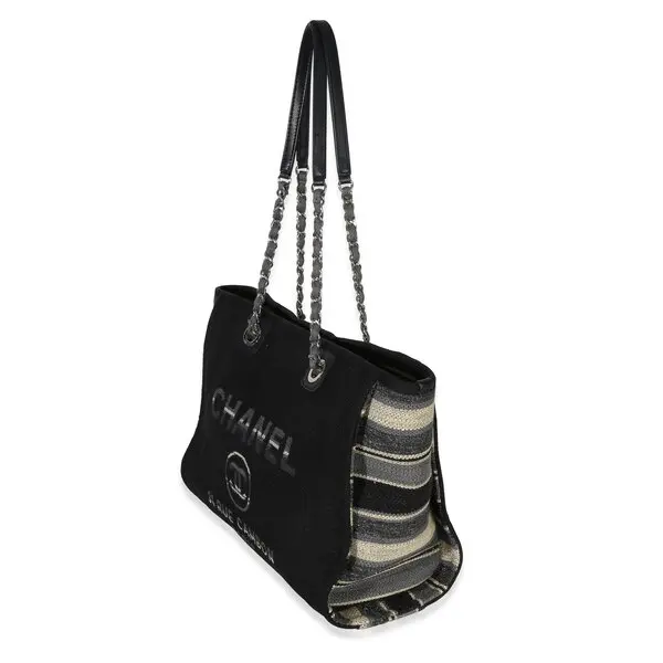 Chanel Canvas Striped Deauville Shopping Tote