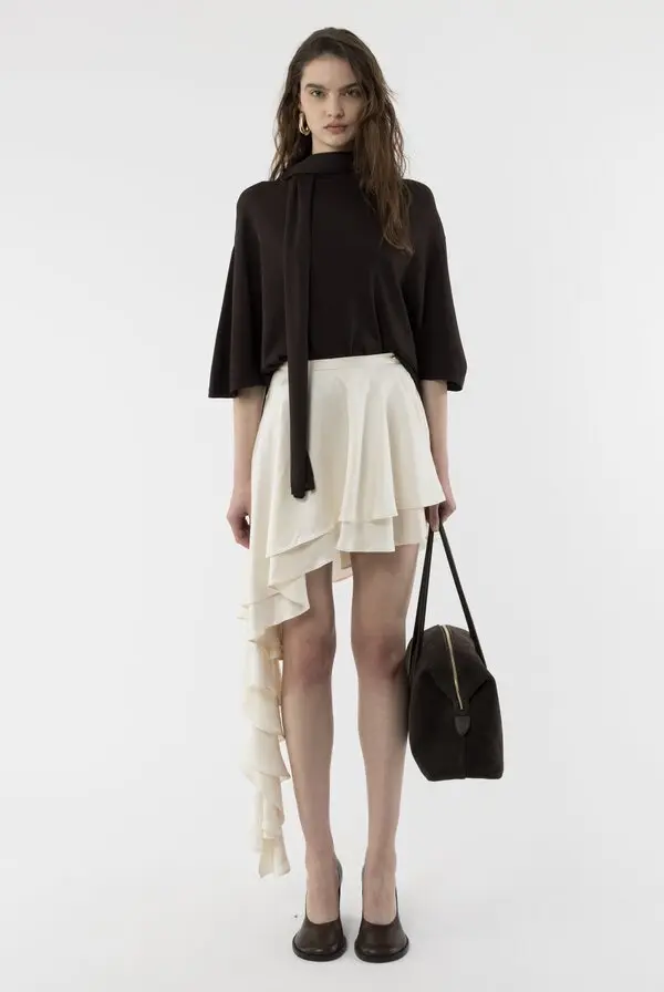 Arakii Asymmetric Viscose Skirt - Off-white