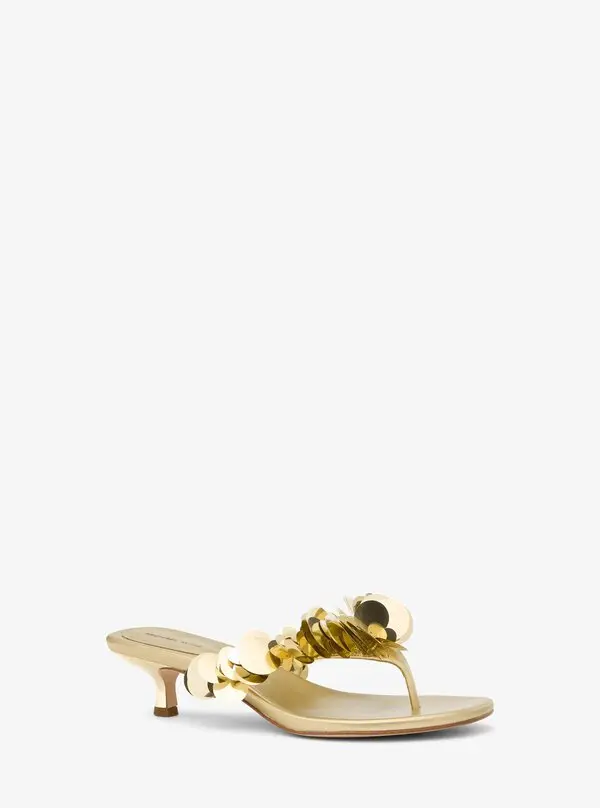Michael Kors Loretta Embellished Metallic Sandal - Gold