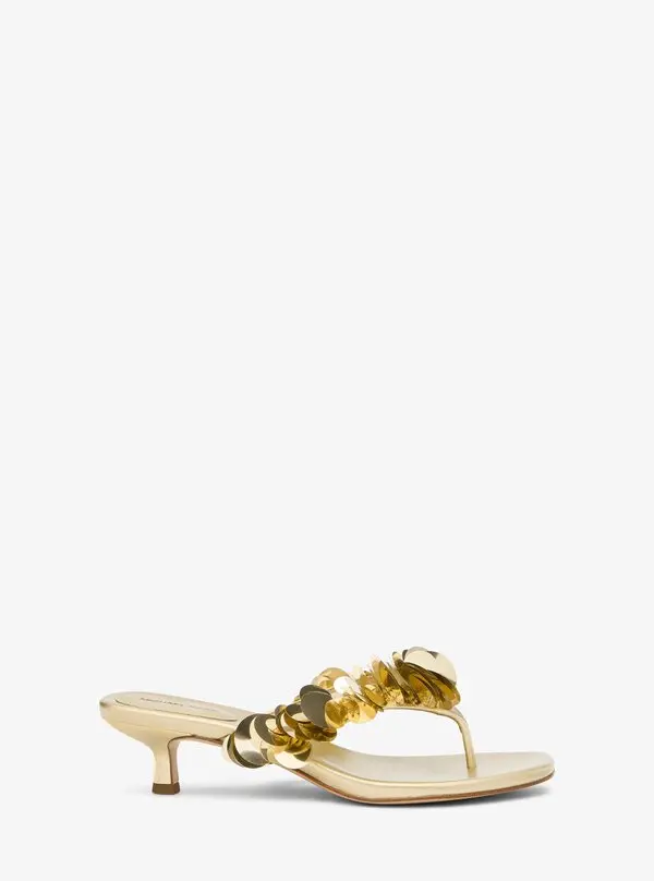 Michael Kors Loretta Embellished Metallic Sandal - Gold