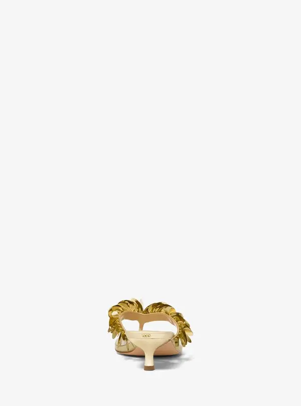 Michael Kors Loretta Embellished Metallic Sandal - Gold