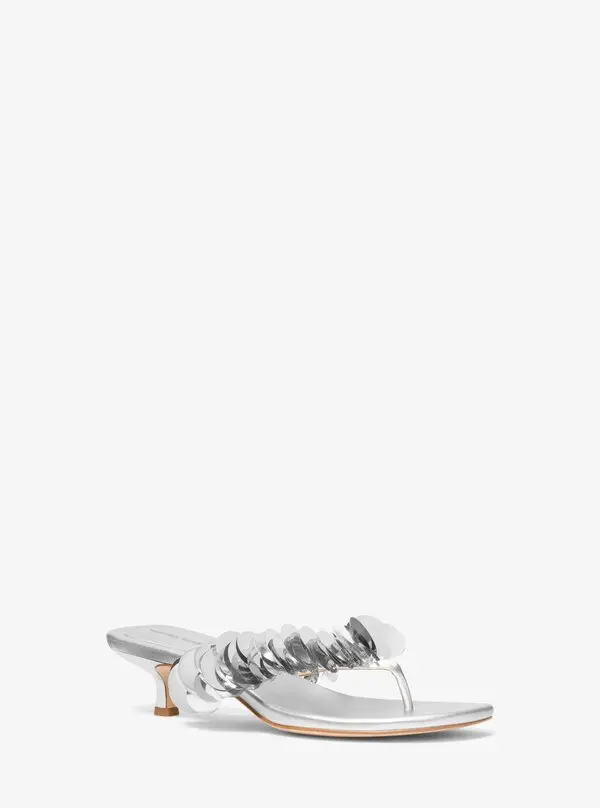 Michael Kors Loretta Embellished Metallic Sandal - Silver