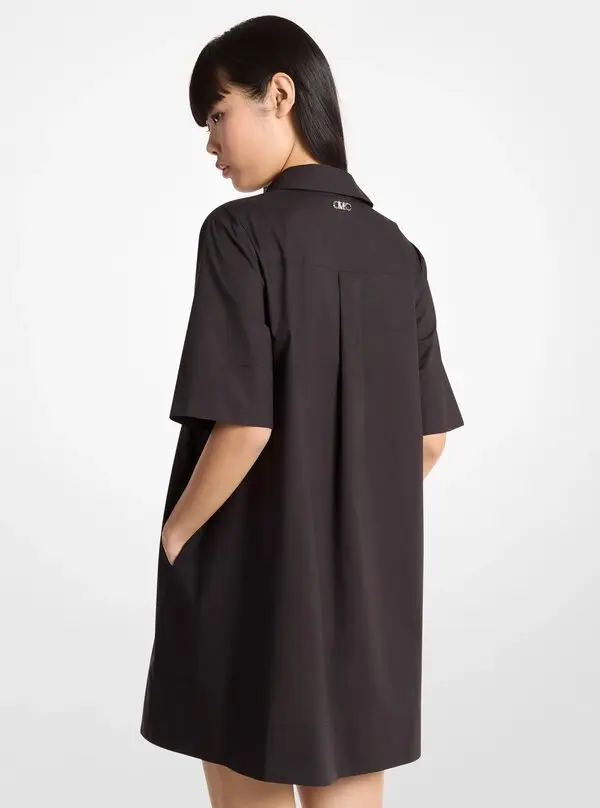 Michael Kors Cotton Poplin Shirtdress With Statement Sleeves - Black