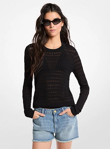 Michael Kors Pointelle Stretch Knit Sweater
