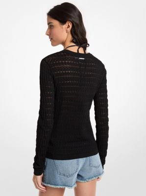 Michael Kors Pointelle Stretch Knit Sweater