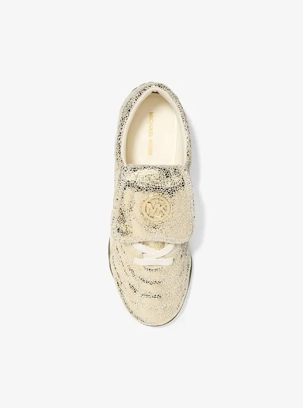 Michael Kors Kyler Metallic Crackled Suede Sneakers - Gold