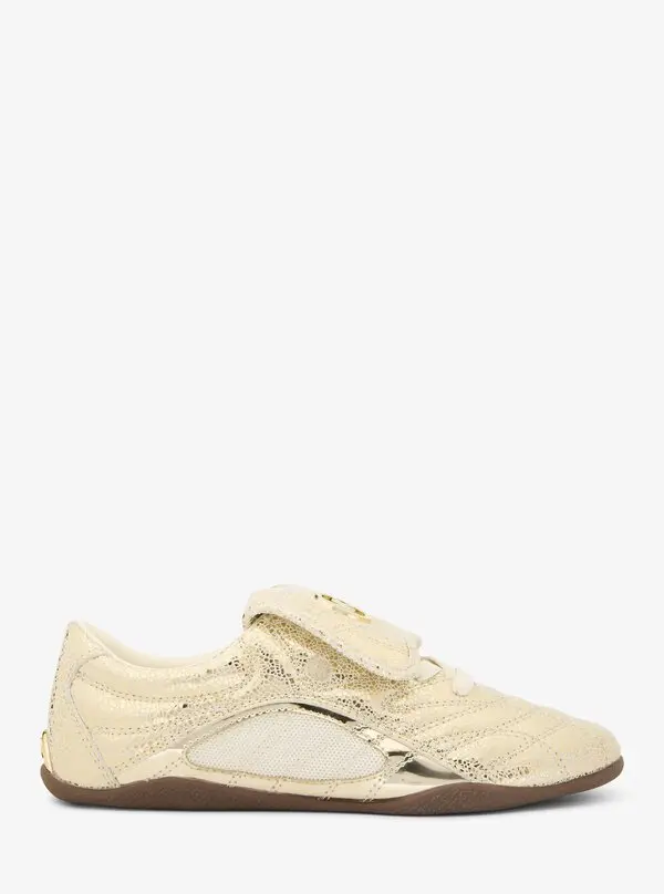Michael Kors Kyler Metallic Crackled Suede Sneakers - Gold
