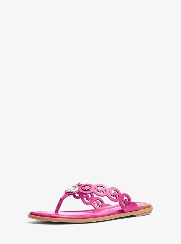 Michael Kors Janie Perforated Logo Leather Sandal - Pink