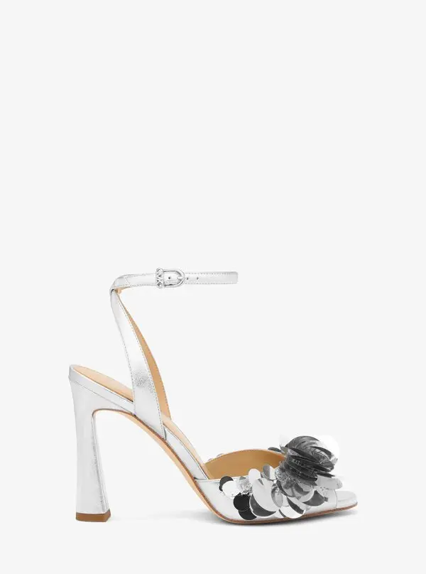 Michael Kors Loretta Sequin Embellished Metallic Sandal