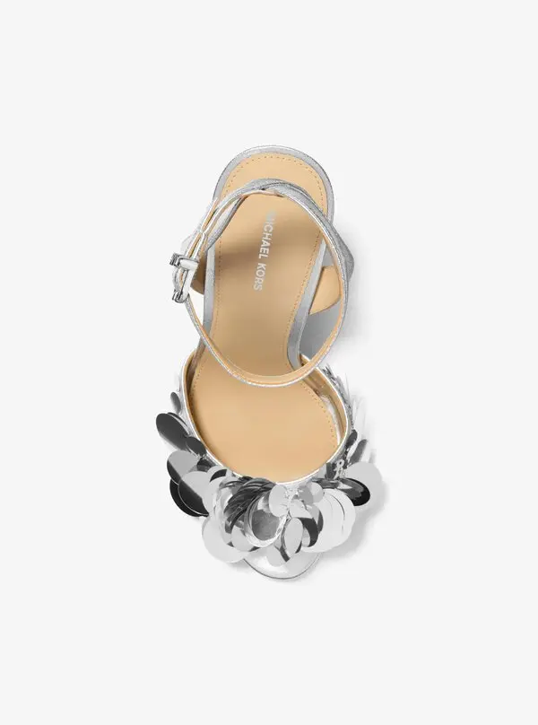 Michael Kors Loretta Sequin Embellished Metallic Sandal