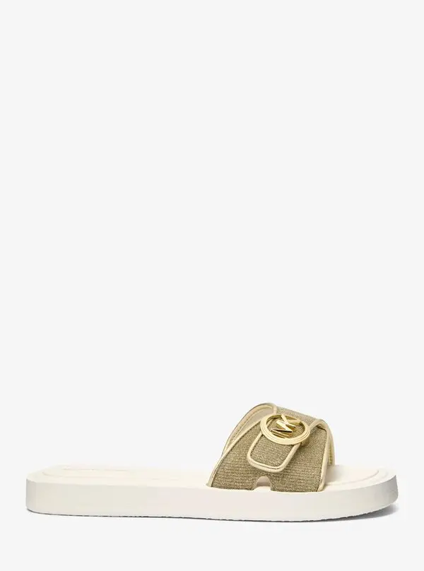 Michael Kors Logo Glitter Chain Mesh Slide Sandal