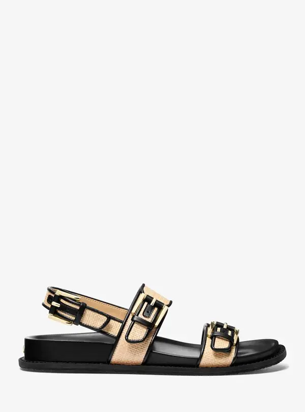 Michael Kors Nia Woven Double Strap Slingback Sandals - Black