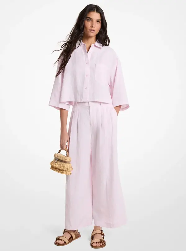 Michael Kors Pleated Linen Wide-leg Pants