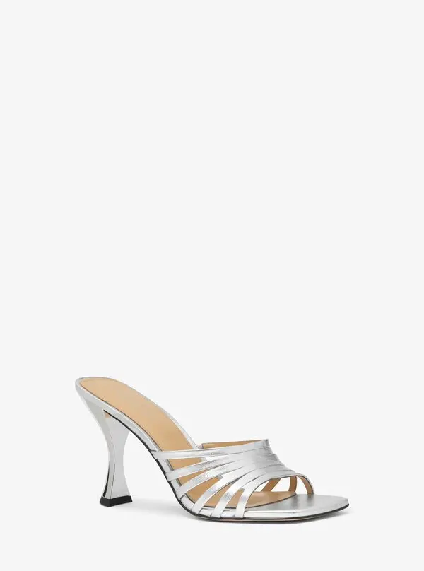 Michael Kors Haisley Metallic Leather Sandal - Silver