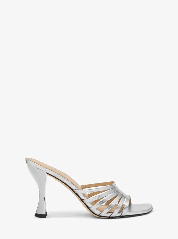 Michael Kors Haisley Metallic Leather Sandal - Silver