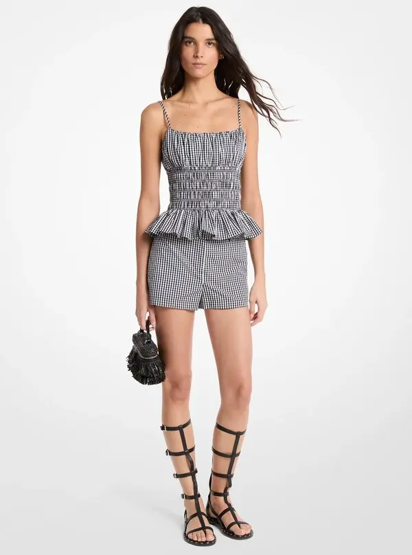 Michael Kors Gingham Cotton Short - Black